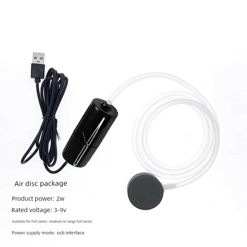 Улучшенный нано-тихий воздушный насос 2Вт с 4 см диффузором, USB-система аэрации для аквариума