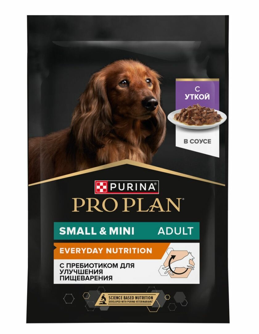 Влажный корм Pro Plan для взрослых собак мелких и карликовых пород, с уткой в соусе 85 г