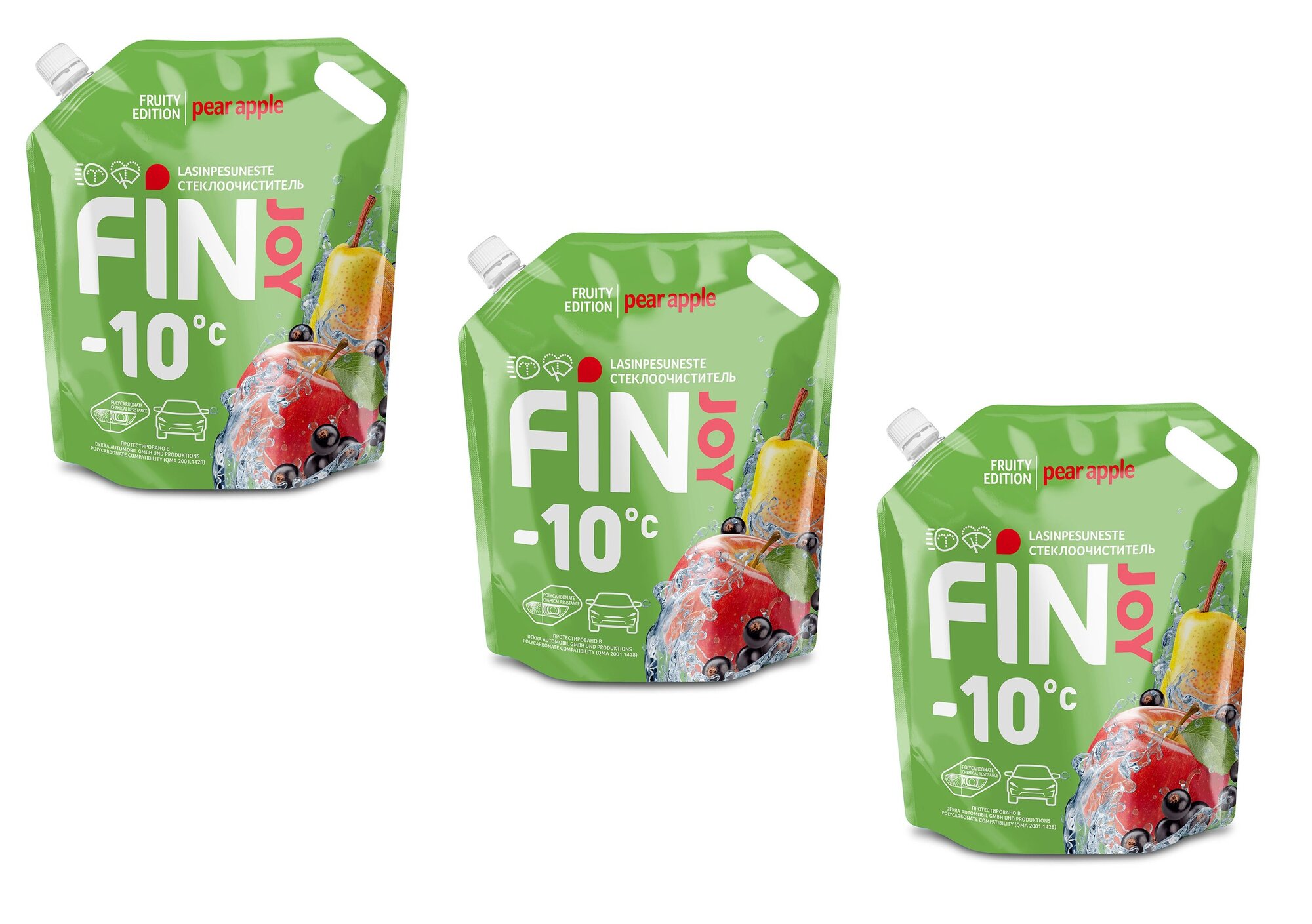 Автоочиститель Fin Joy Fruity стёкол ( -10° C), 3 л дой-пак 3упаковки