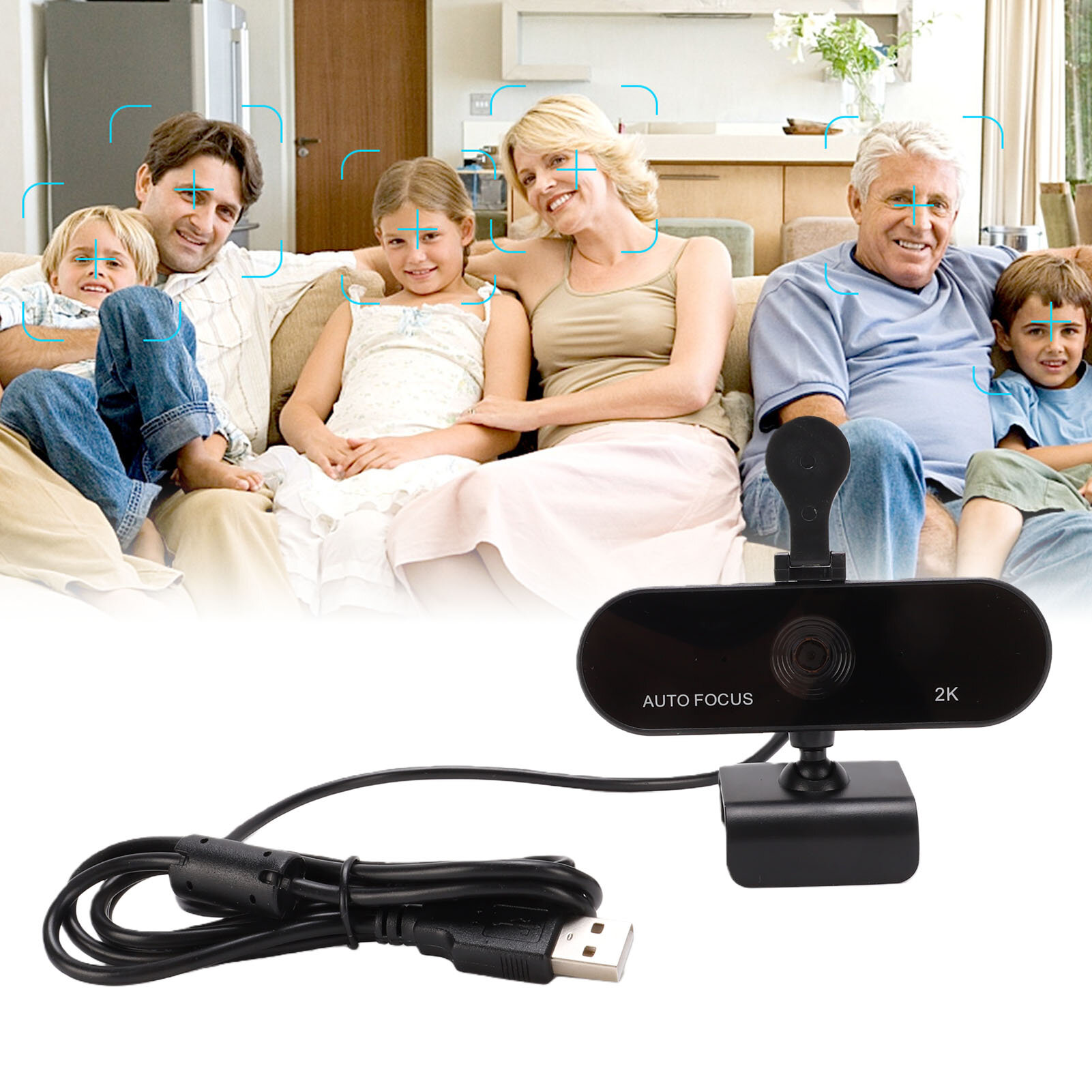 Камера 2K, USB, с микрофоном, 5 МП, с автофокусом, для онлайн-обучения и видеозвонков