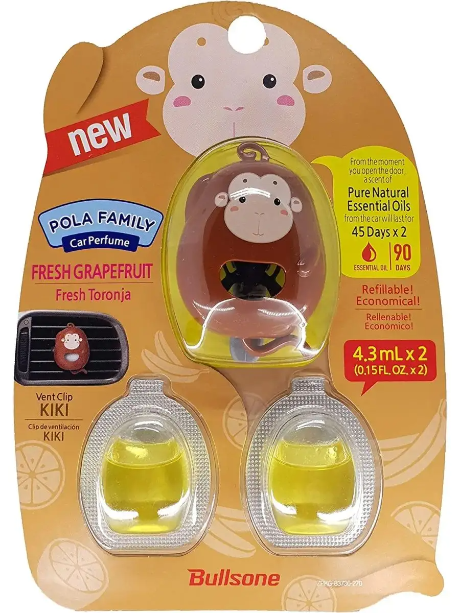 Ароматизатор POLA FAMILY Grapefruit (грейпфрут) мембранный +доп. мембрана 4,3мл AIRCARE 15569901, шт