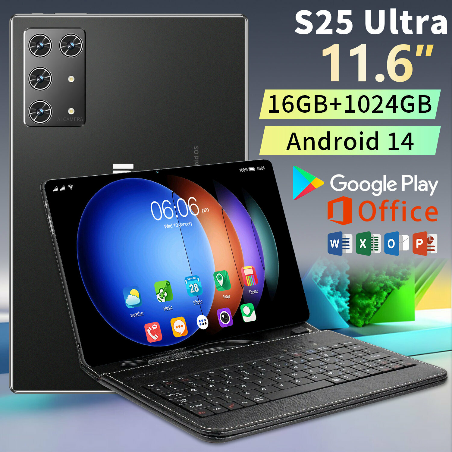 Игровой планшет S25 5G Ultra, 11.6", Android 14, IPS, 216ГБ, 1024 ГБ, память 1024ГБ