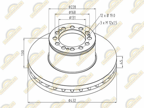 Диск тормозной man tga tgs tgx передний (sonder)
