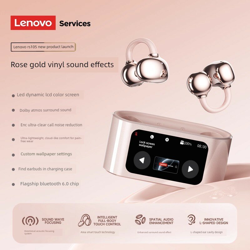 Беспроводные Bluetooth-наушники Lenovo с костной проводимостью, открытые, для бега, с креплением на ухо, новая модель