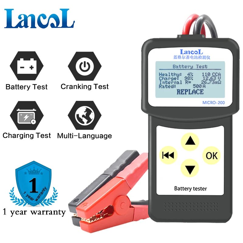 Lancol Micro200 тестер батареи 12V, 100-2000CCA, Russian