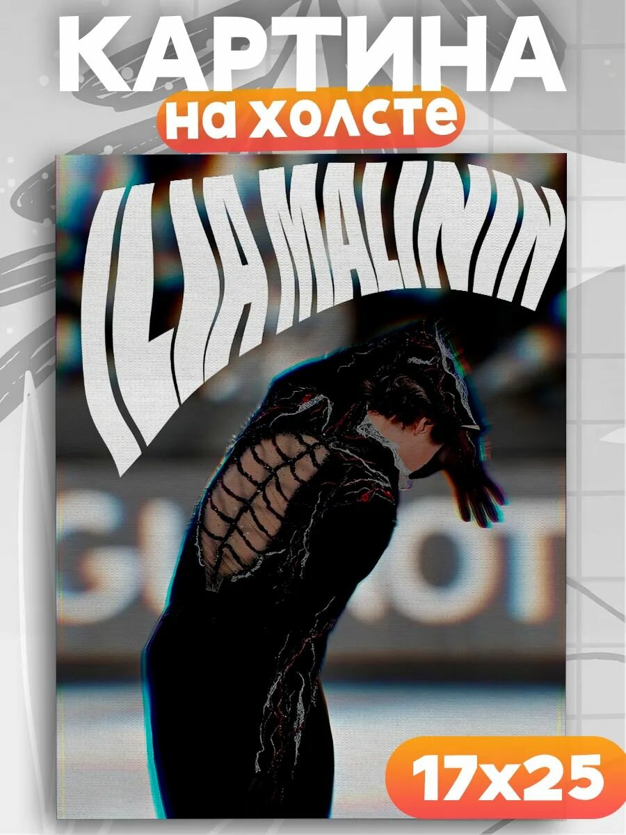 Картина на стену Илья Малинин фигурист, на подрамнике, 1шт, 25х17 размер.