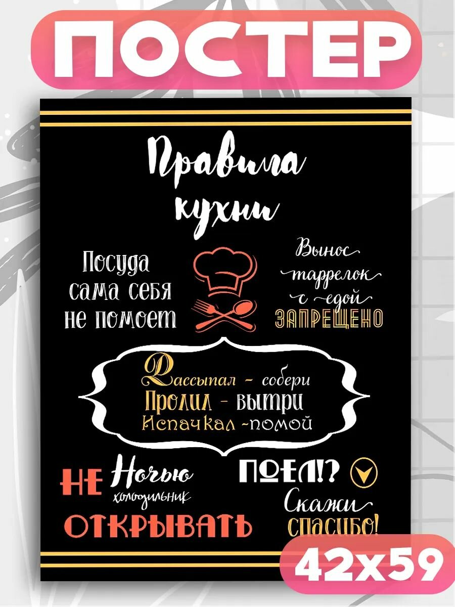 Постер на стену Правила дома , плакат 1шт, А2 размер.