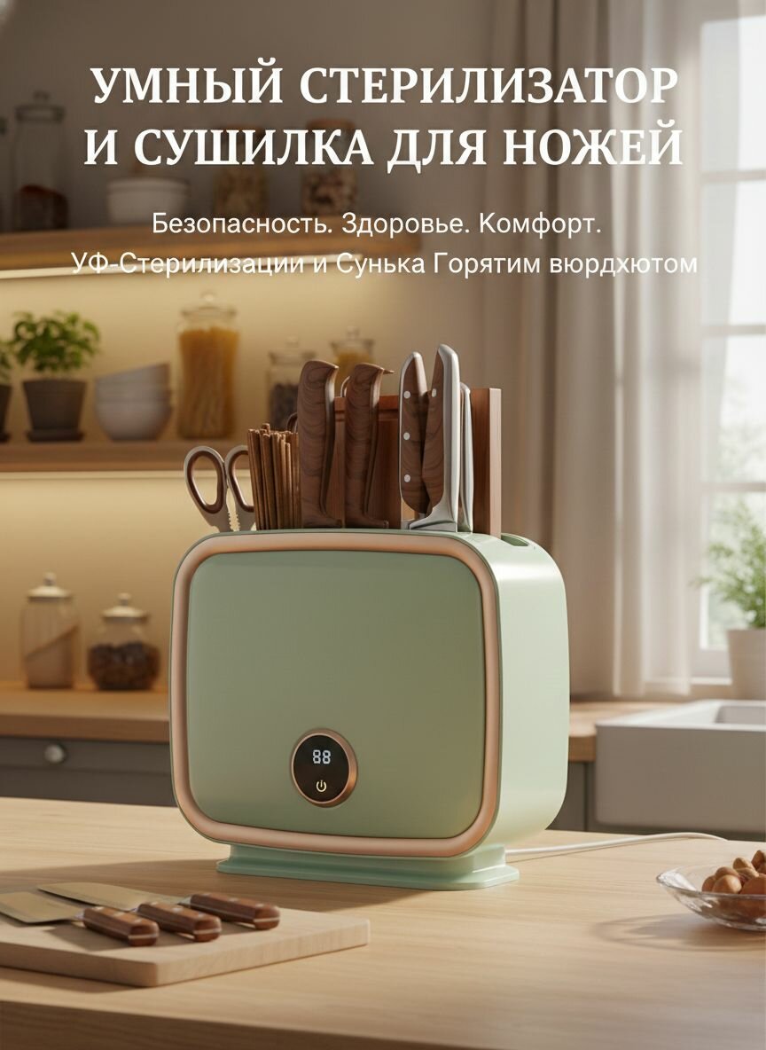 ZHONE Умная сушилка для ножей с УФ-стерилизацией компактный дезинфектор для кухни с быстрой сушкой