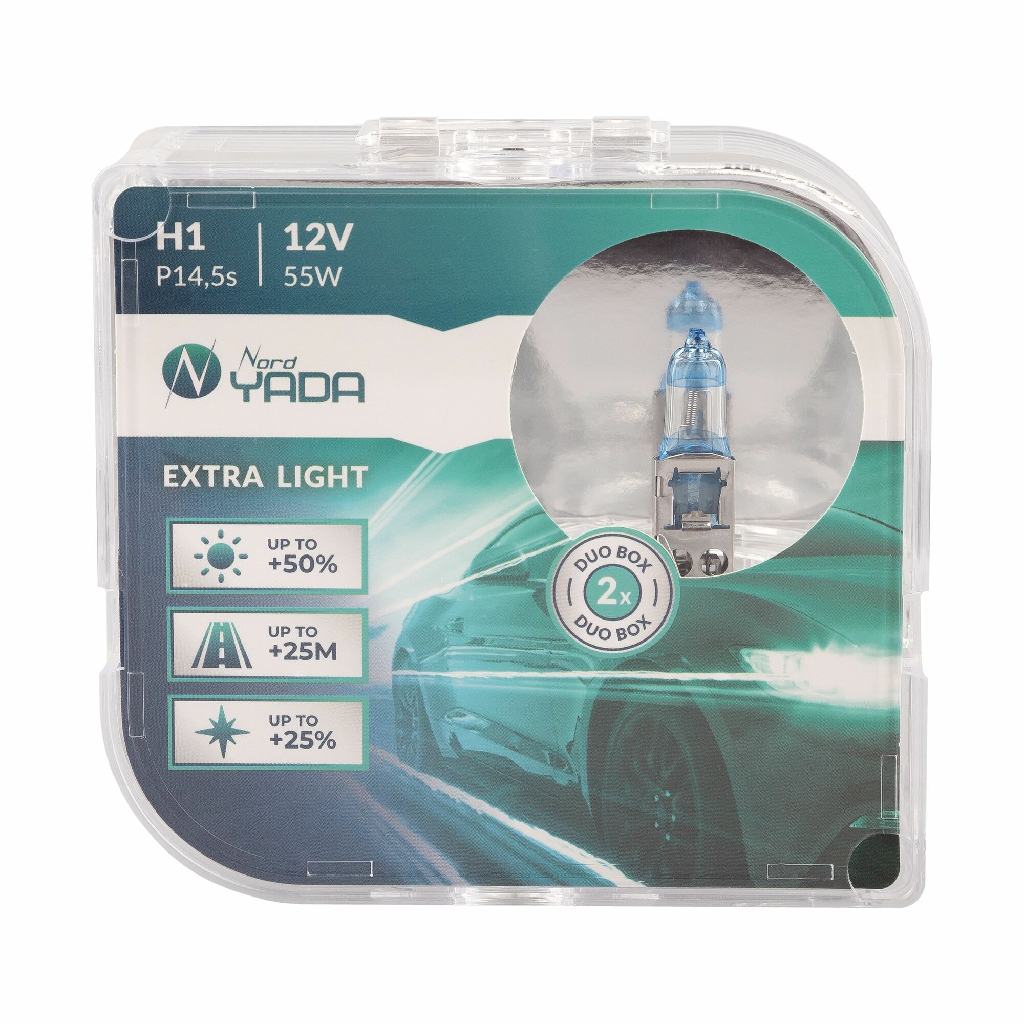 Лампа H1 12V 55W +50% Extra light, 2 шт / Nord YADA / 907362