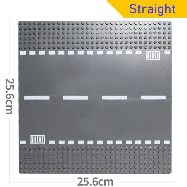Серый дорожный лист LEGO 25.6 x 25.6 см, Straight