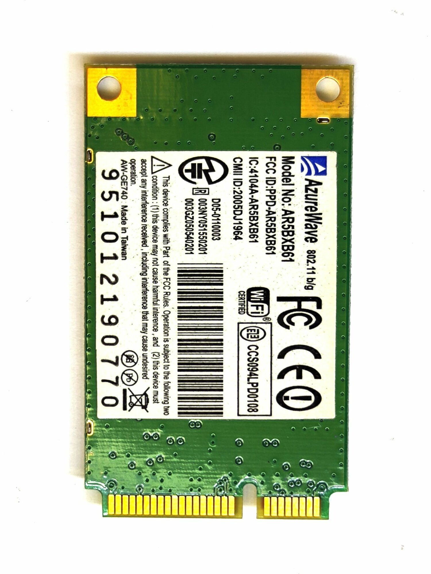 Сетевой модуль Wi-Fi адатер для интернета WiFi сетевая карта mini PCI-E Azureware ar5bx61 для ноутбука