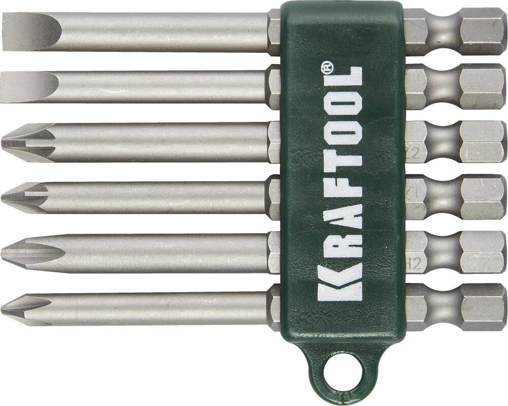 Набор бит KRAFTOOL KraftMax, 6 шт , профили PH/PZ/TX, магнитный держатель