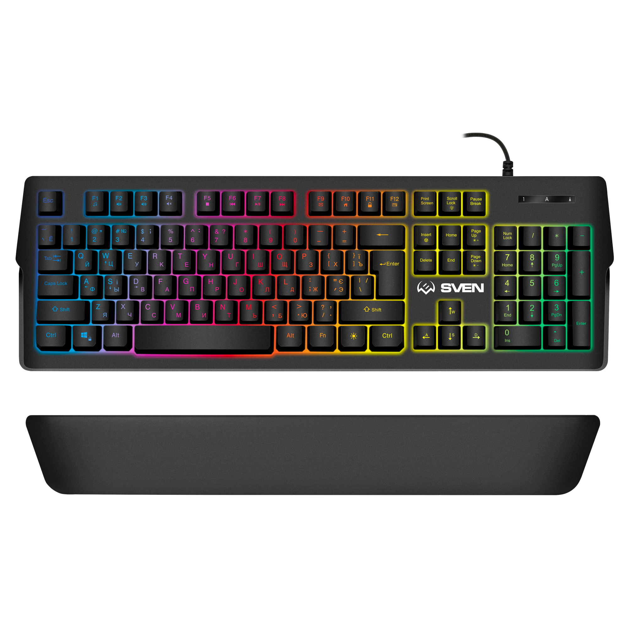 Клавиатура SVEN KB-G9400, мембранная, черная, с подсветкой, 104 клавиши