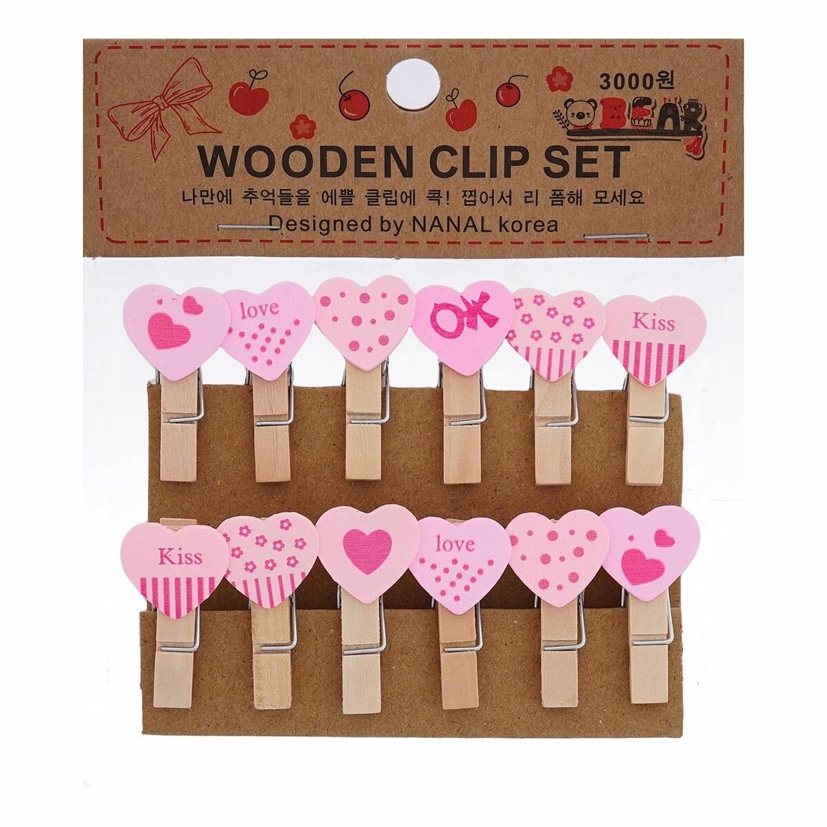 Прищепки декоративные айрис "Сердечки", 3,5 см, 12 шт в упаковке (2AR23403)