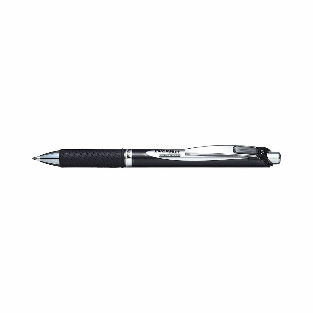 Ручка гелевая Pentel автоматическая, Energel Permanent 0,7 мм, 12 шт, черный стержень