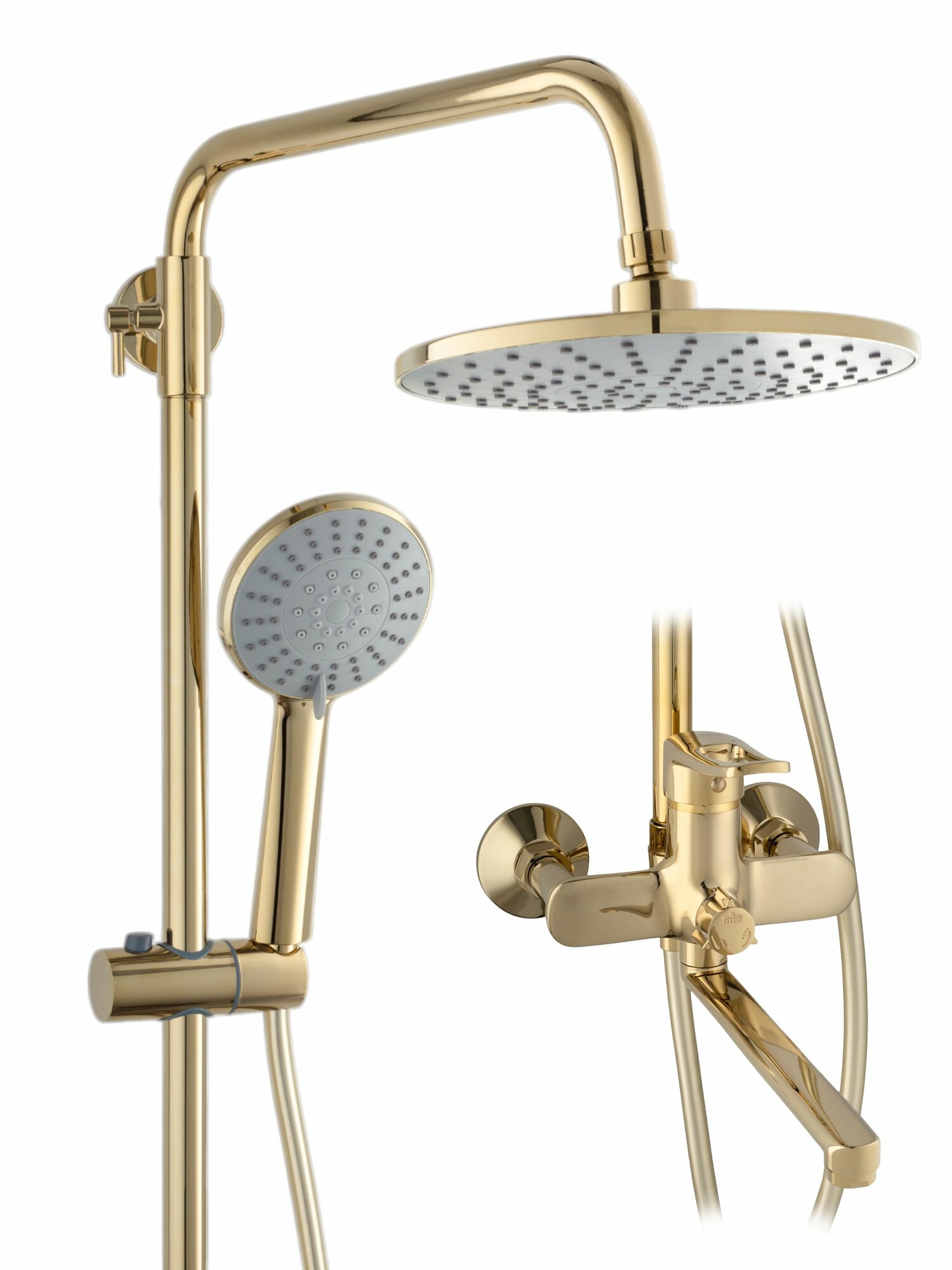 Душевая система со смесителем, золотая, с тропическим душем, Potato, глянцевая поверхность, латунь