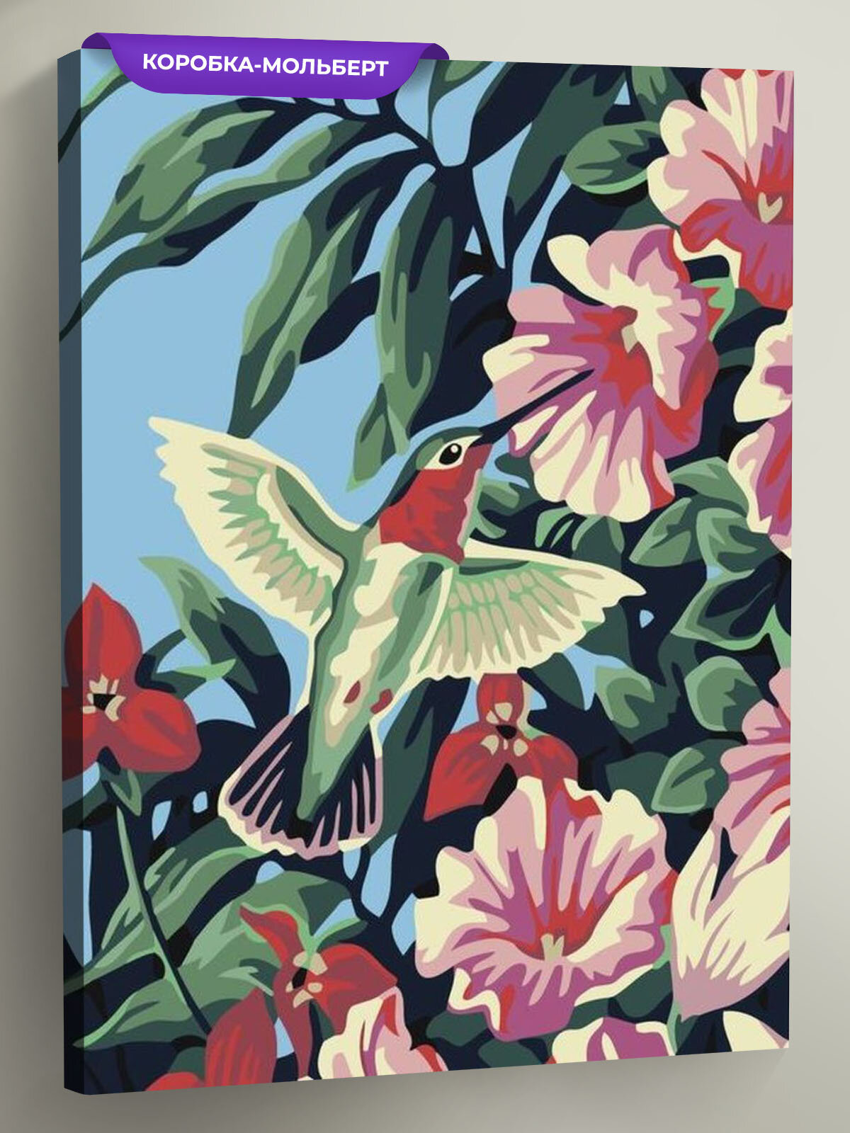 Картина по номерам ЖПН на холсте с подрамником, Раскраска 30х40, Птицы Колибри