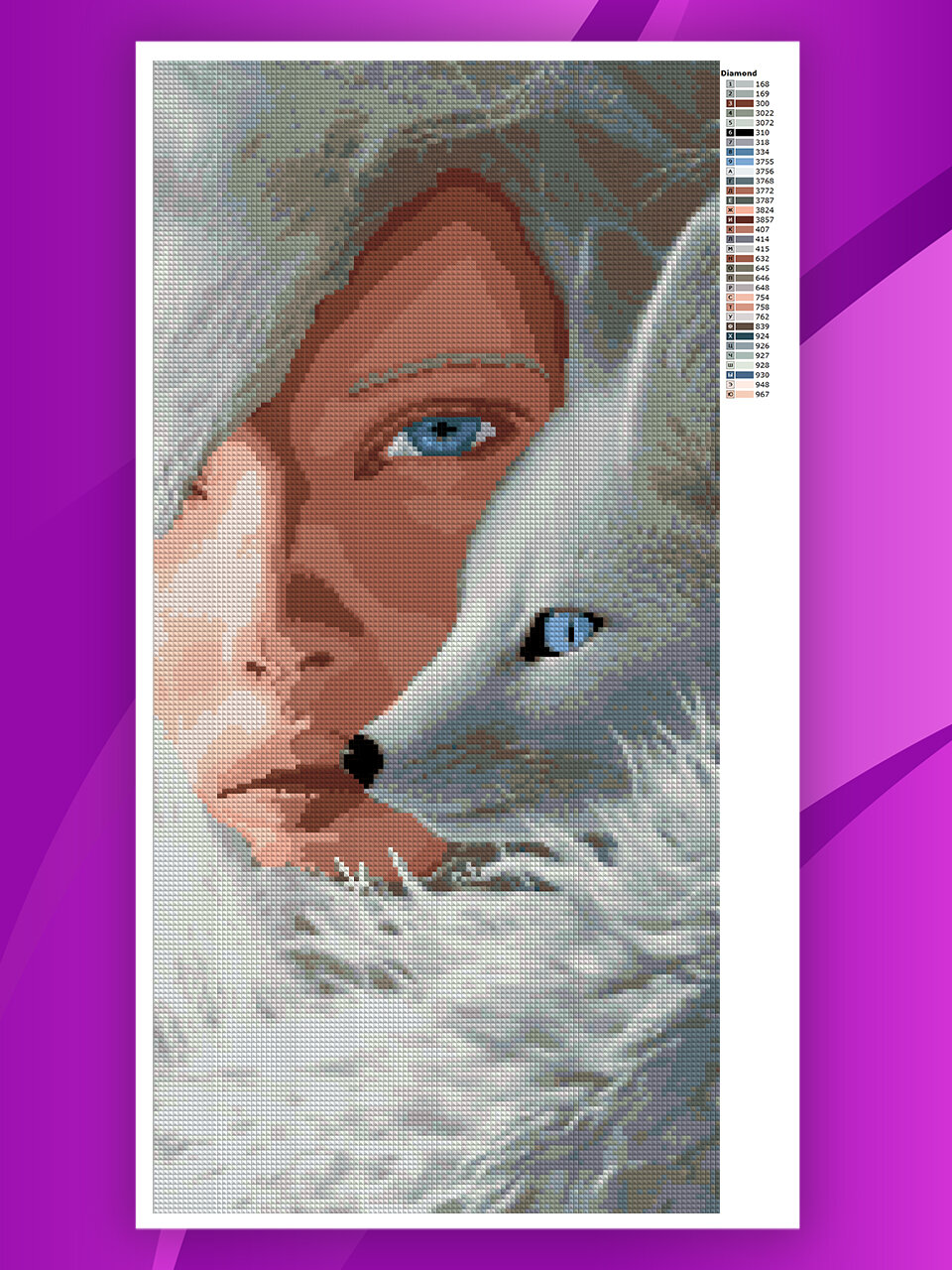 Алмазная мозаика без подрамника на холсте Зеркало Зимы 30 х 60 см