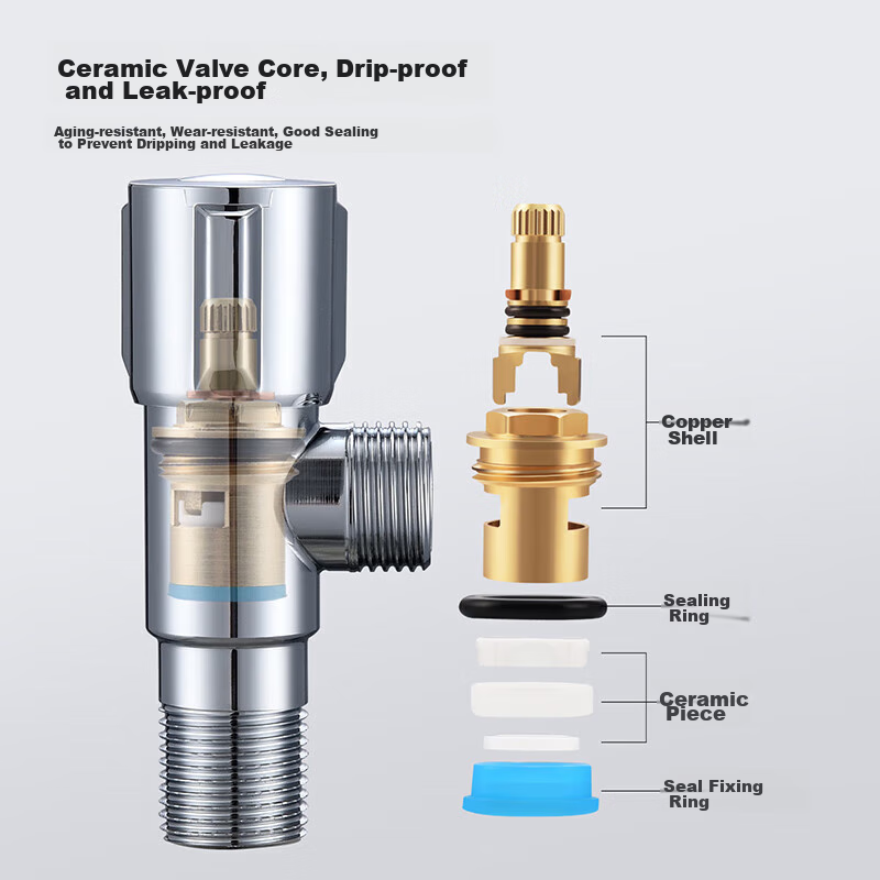 CVBAB Angle Valve, Thickened, Suitable for Both Hot And Cold Water, Quick-Open 1/2 Inch High-Flow Triangular Valve, Figure-Eight Valve, Stop Valve, CV3807