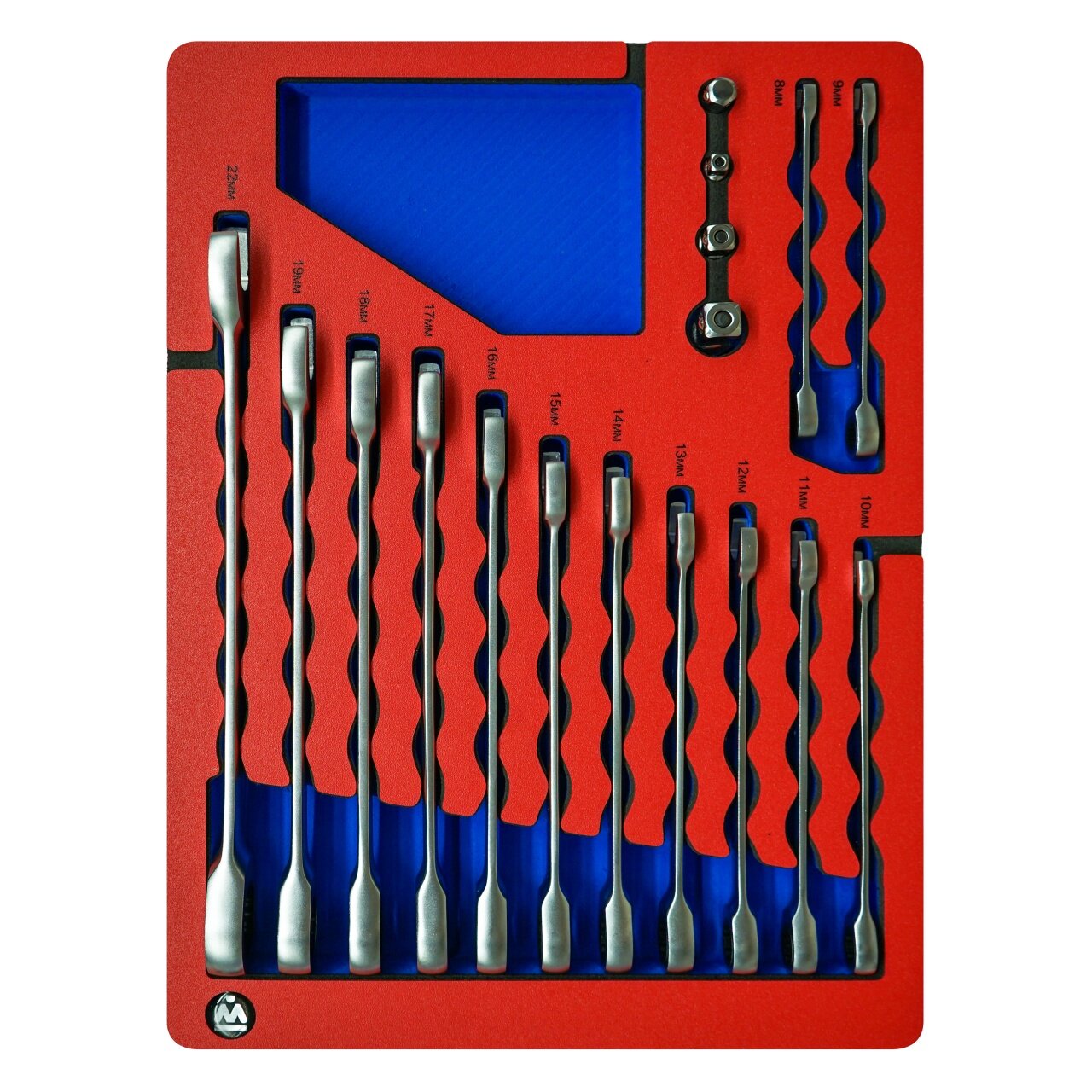 Набор комбинированных трещоточных ключей мастак 8-22 мм, ложемент, 17 предметов 5-21317