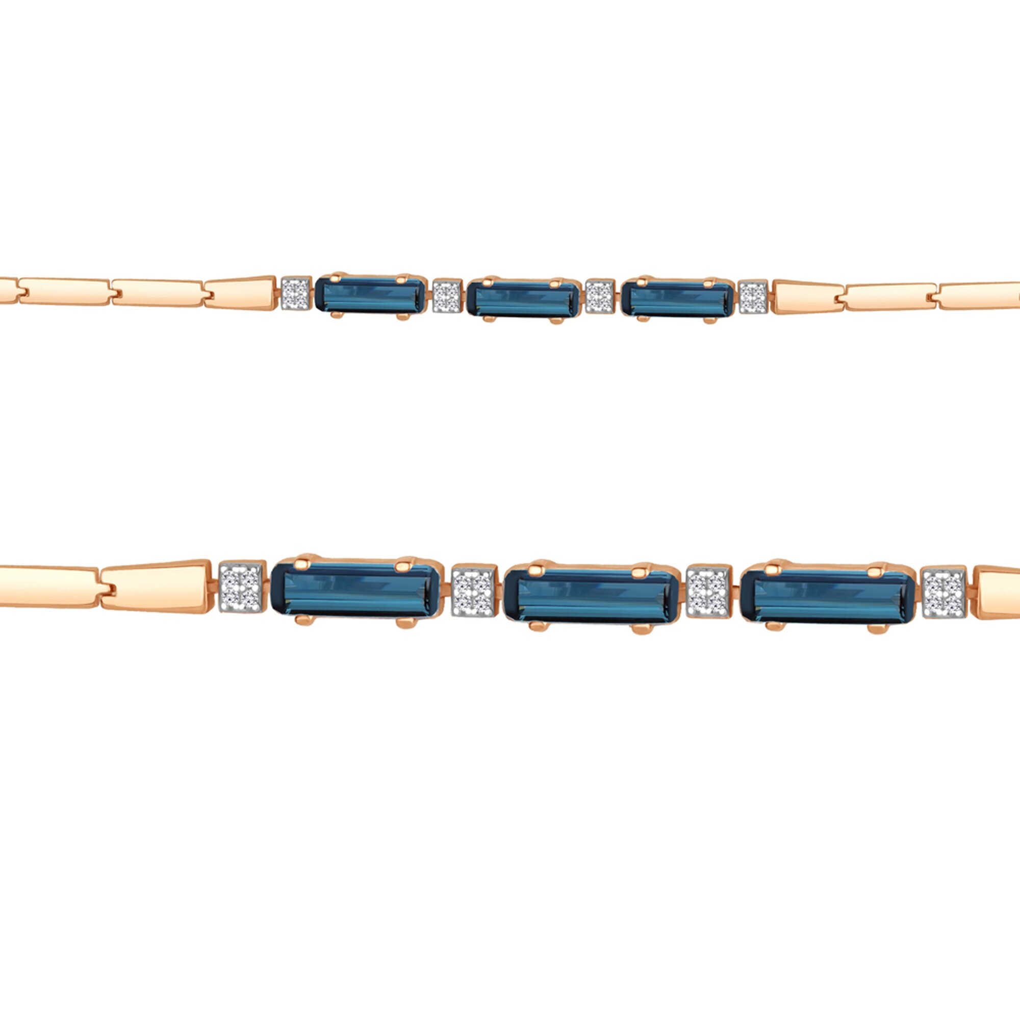 Браслет, серебро, 925 проба, золочение, фианит