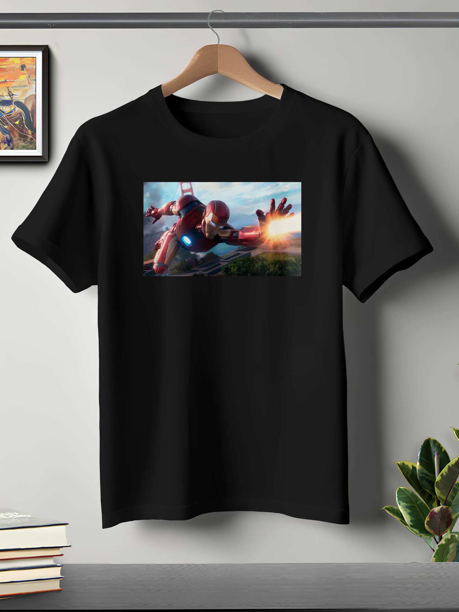 Футболка  Детская ONEQ 122 (7-8) размер с принтом Железный Человек, черная