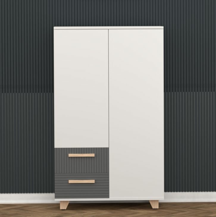 Стеллаж Копенгаген без стекла ЛДСП Белый / МДФ Серый графит (12 стульев)