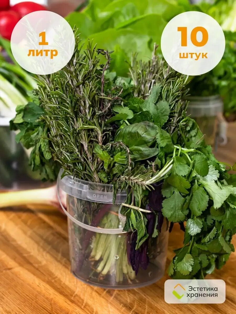 Пластиковое круглое ведро с крышкой 1 л (10 штук)