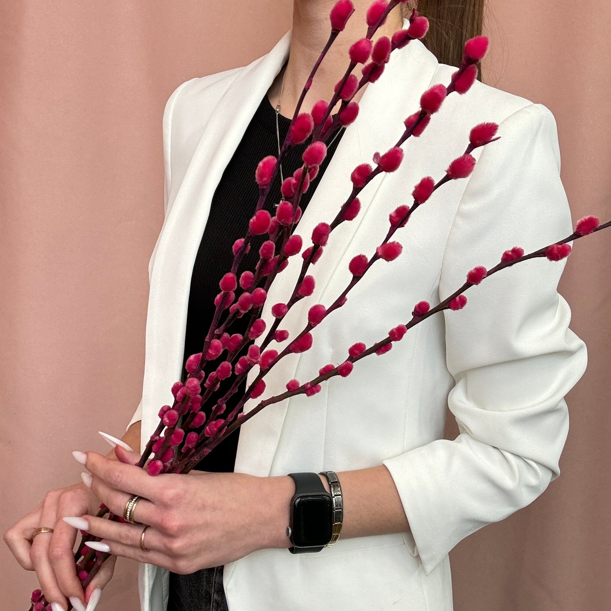 Натуральная верба пучок 11шт, розовая (окрашена) Голландия. Ver flowers