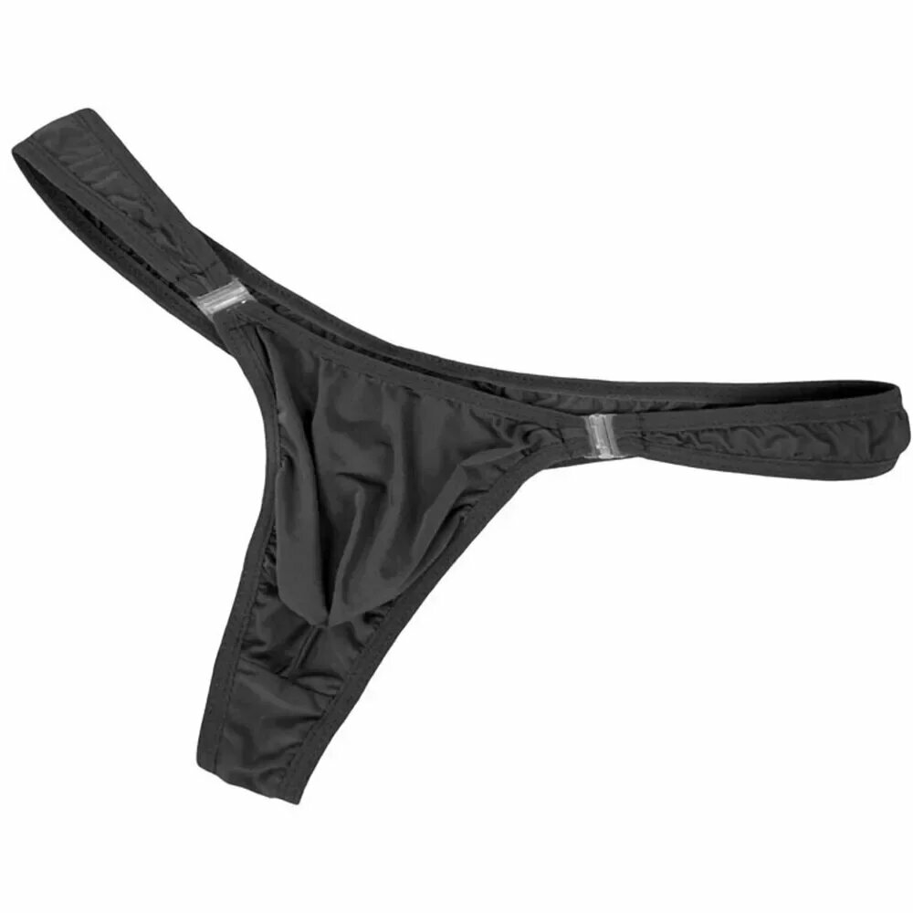 M-XL пластиковое нижнее белье на пуговицах, мужские стринги, сексуальное Черный, XL, черный