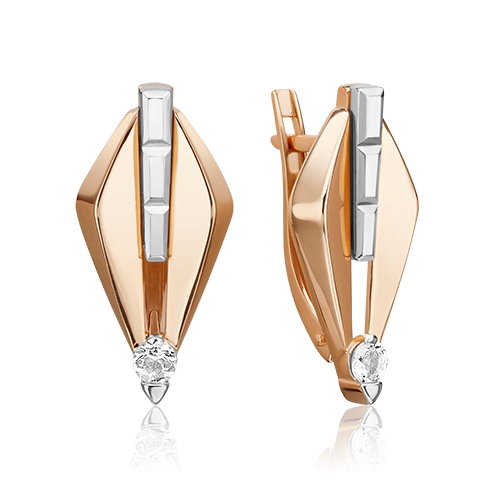 Серьги, золото, 585 проба, топаз