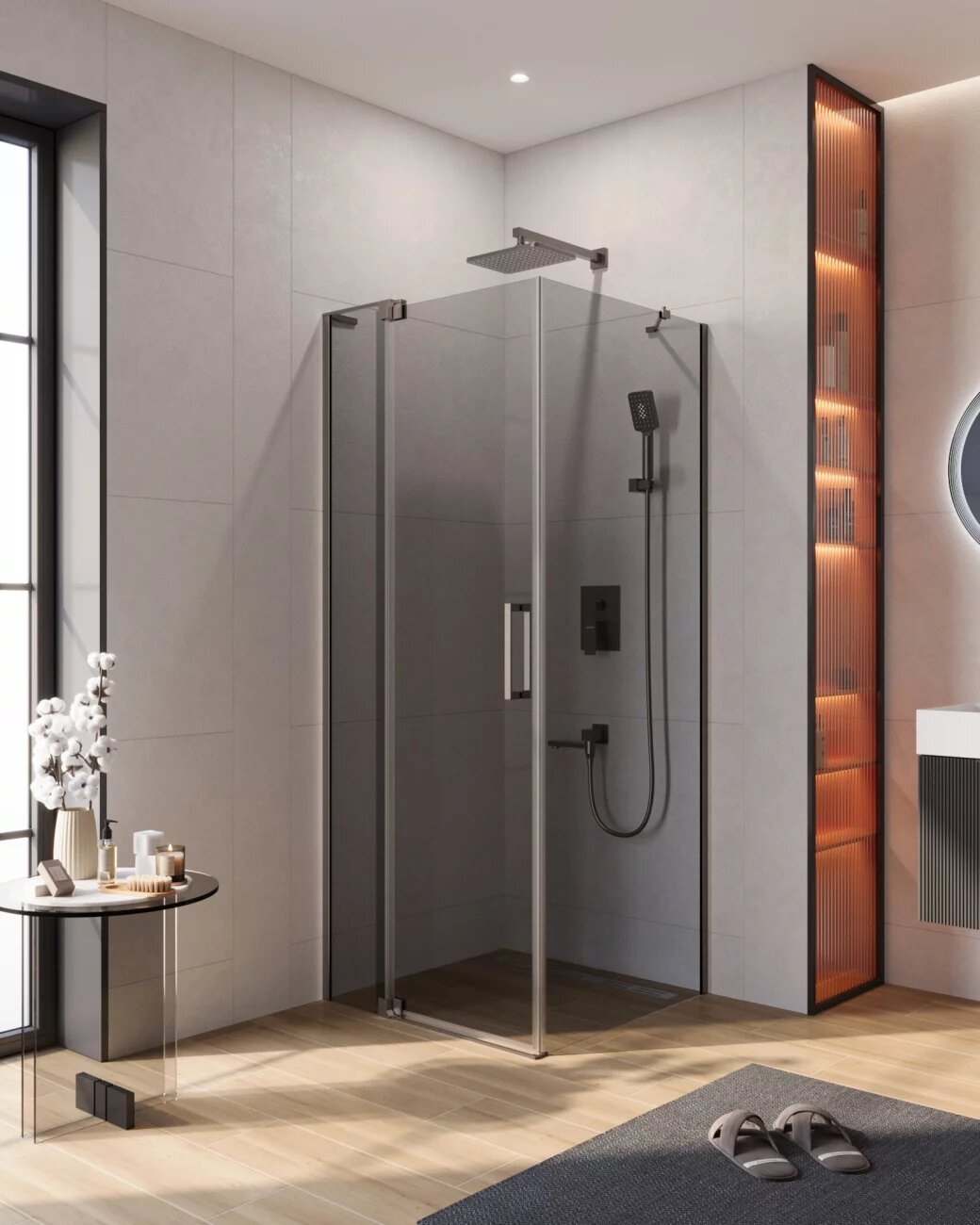 SLIDER-AH-1-100-70/80-GRIGIO-GM Душевой уголок