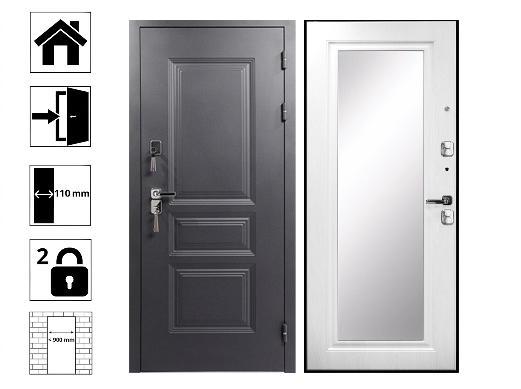 Дверь Промет винтер 999 Графит 3ФБланко 100/880 R утепленная входная дверь