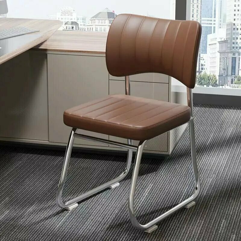 Стул, офисный, экокожа, коричневый, искусственный, без подлокотников, 79х42х45 см