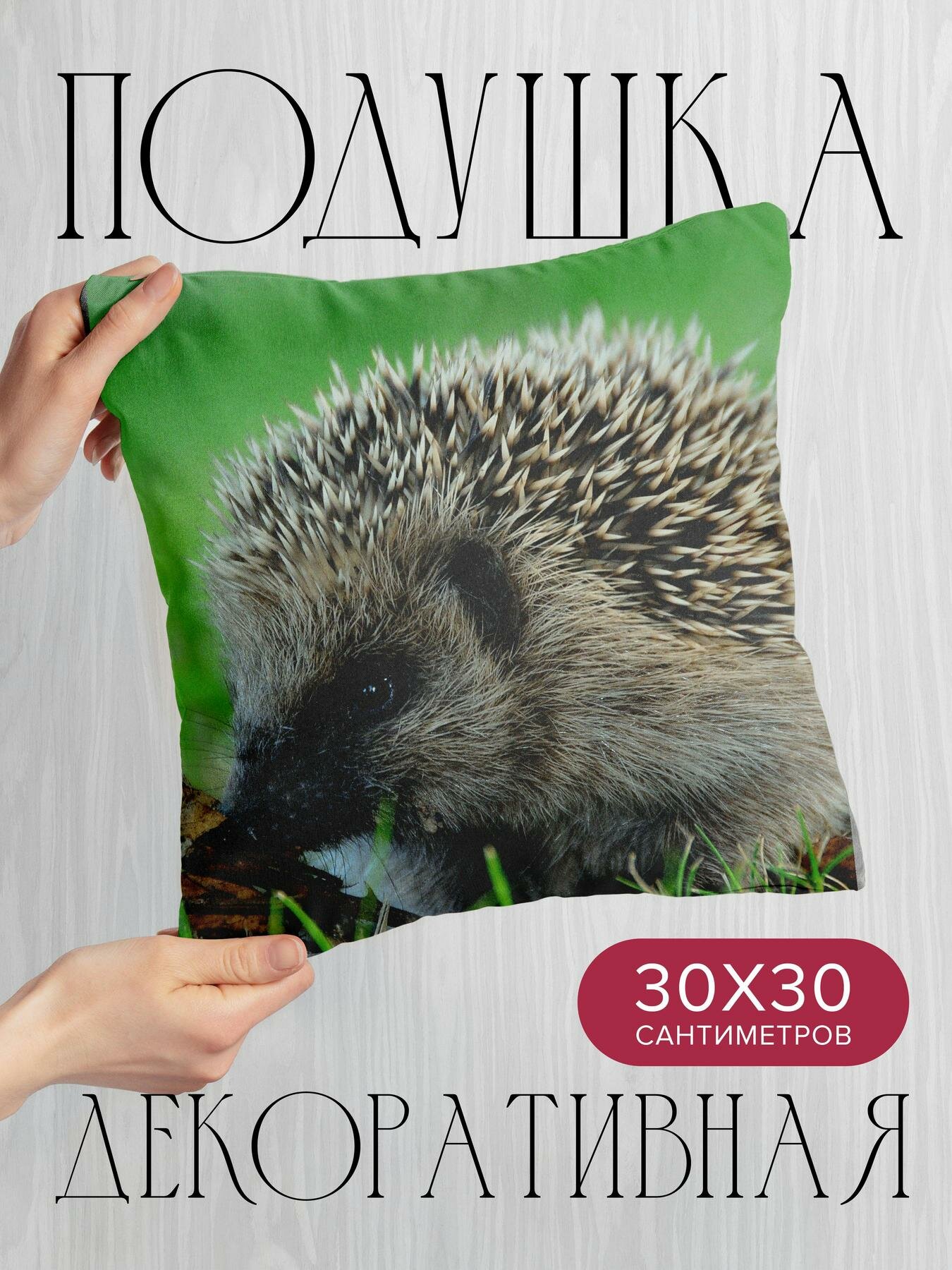 Подушка декоративная, 30x30см / Животные / еж / ежик