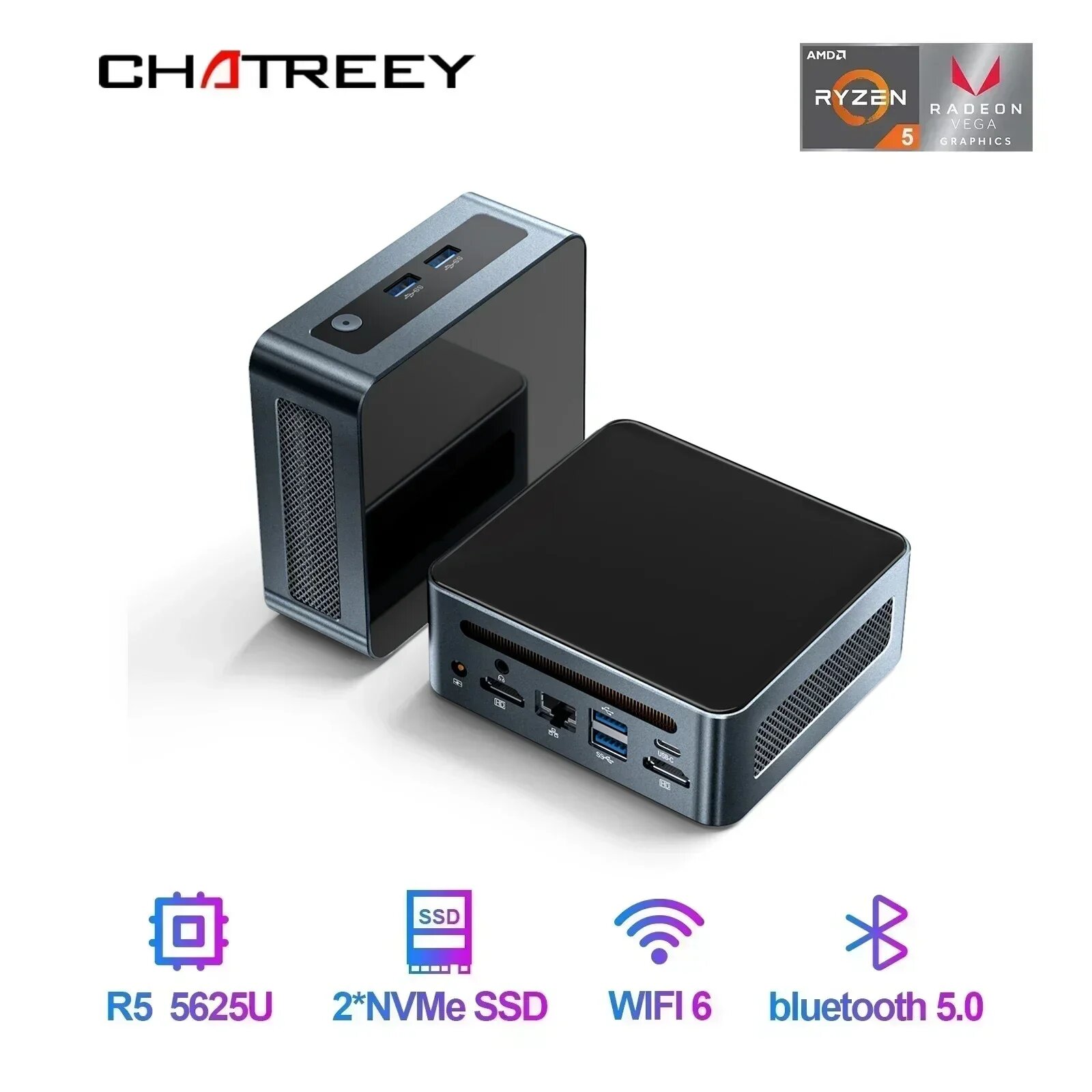 Мини-ПК Chatreey AN2P R5 5625U, No RAM No Storage — фото 1