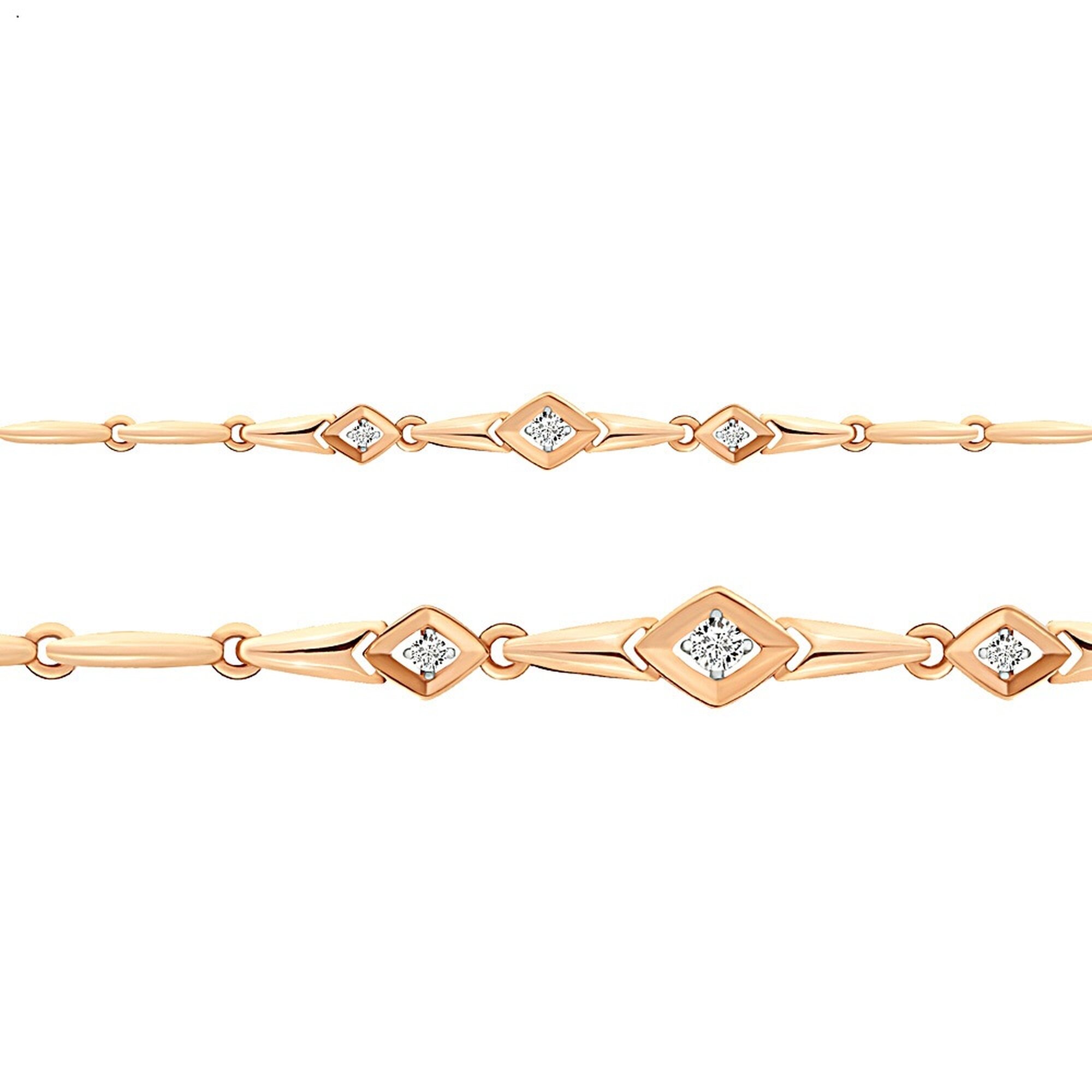 Браслет, серебро, 925 проба, золочение, фианит