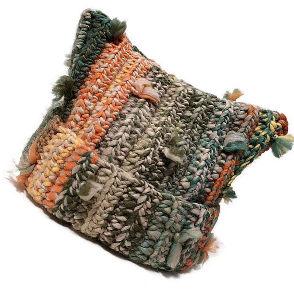 Вязаная шапка с кисточками в виде кошачьих ушек для активного отдыха, теплая шапка, зимне-осенняя шапка для женщин и подростков