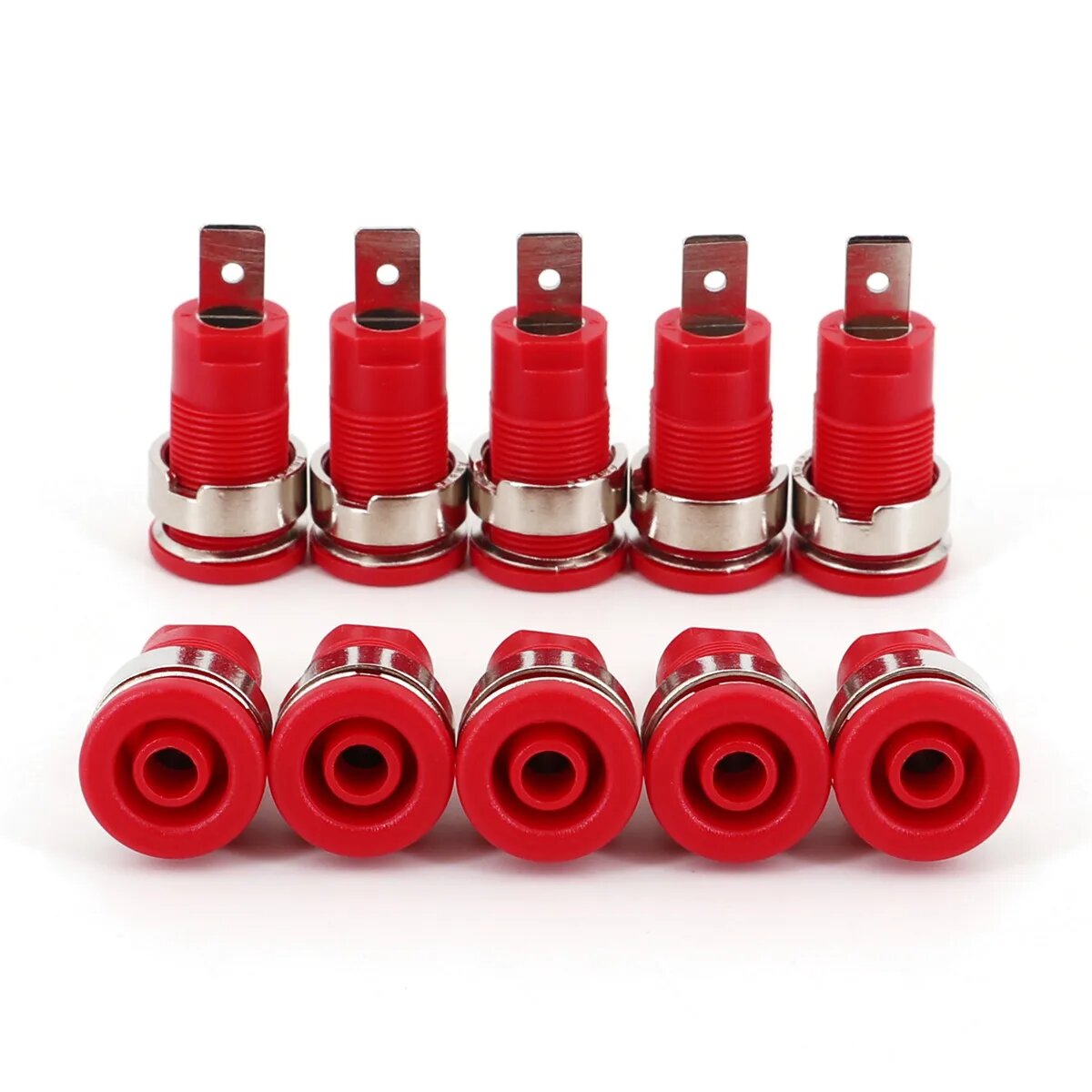 10 шт. изолированные разъёмы banana 4 мм Red