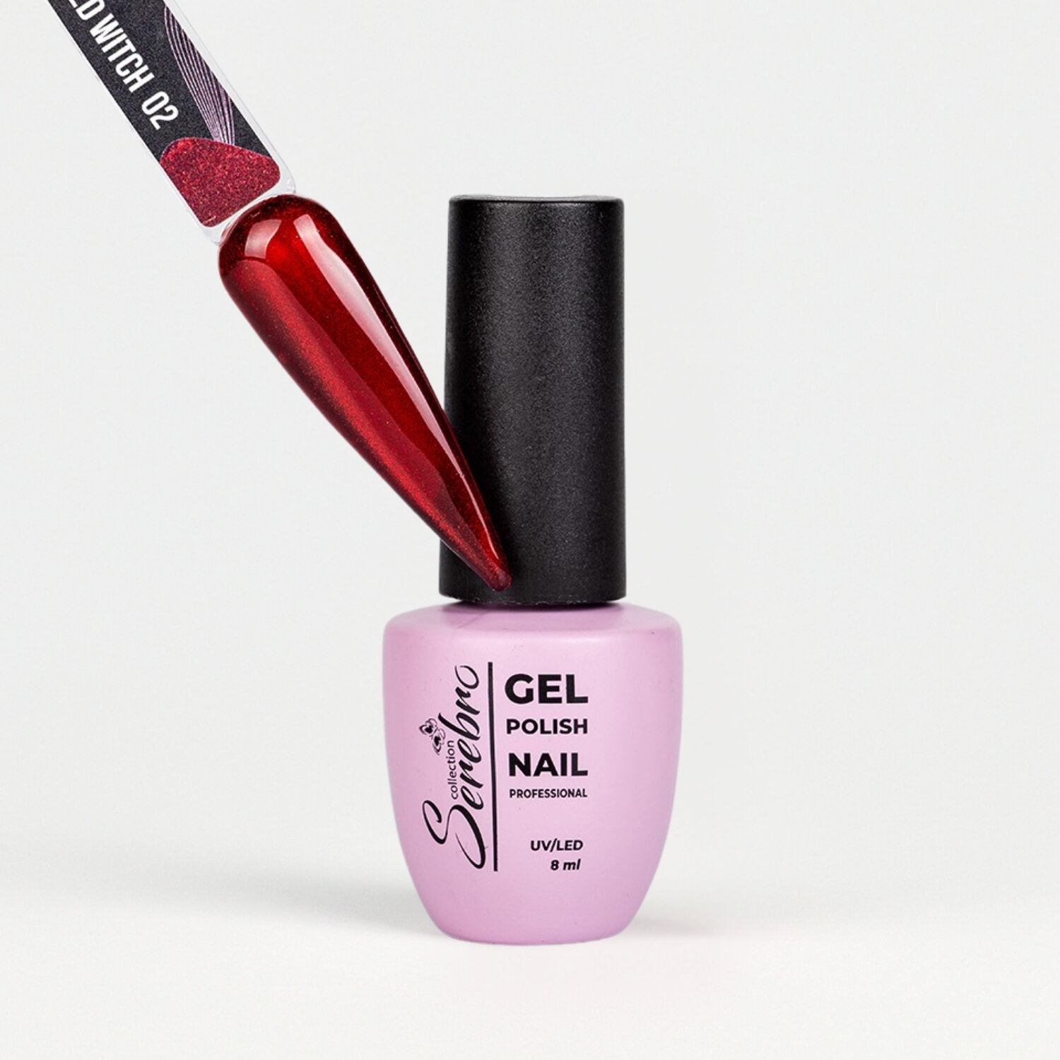 Гель-лак Serebro Red Witch №02 8 мл магнитный, «Кошачий глаз» бодовый
