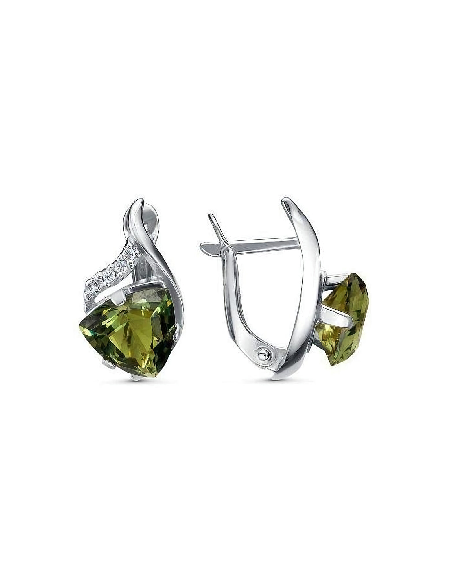 Серьги пусеты, серебро, 925 проба, родирование, ситалл