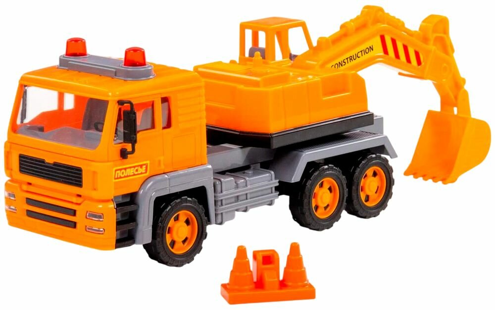 Пластиковая модель "Алмаз. Автомобиль-экскаватор" для детей, игрушечный транспорт, детская инерционная машинка, сюжетно-ролевая игрушка, для игр в песочнице и дома