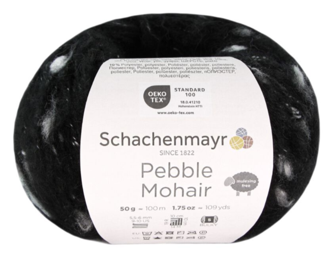 Pebble Mohair /Пэбл Мохер/ пряжа Schachenmayr, MEZ, 9807016 (00099, black, белый/черный, New!)