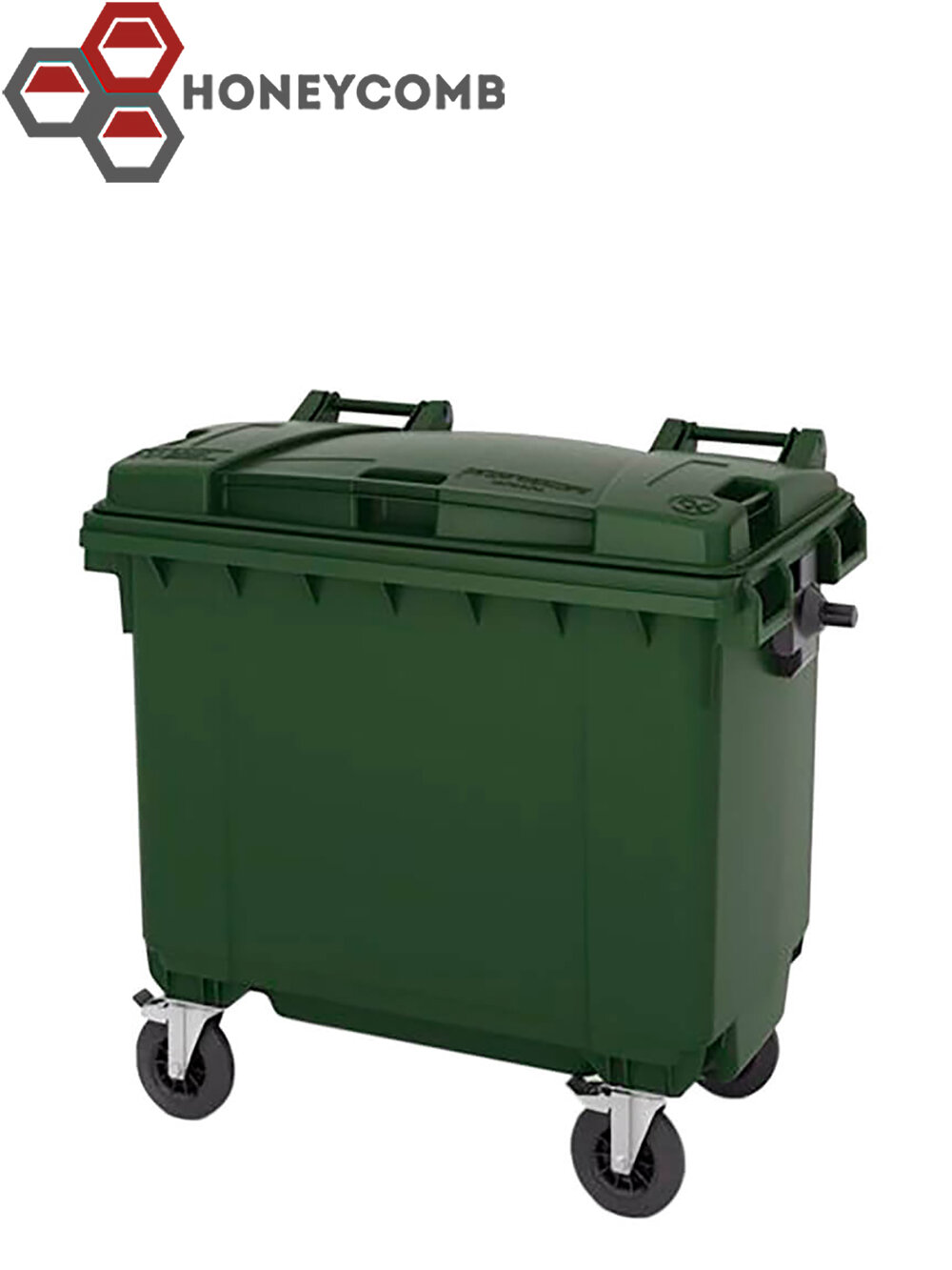 Пластиковый мусорный бак на колесах 770 л, зеленый