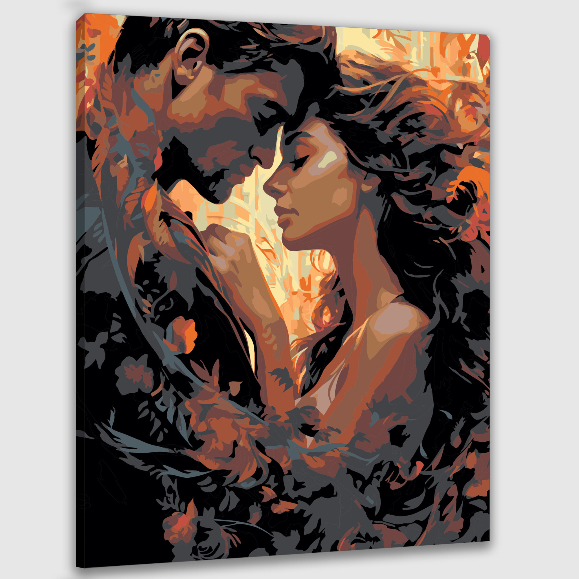 Картина по номерам 40x50 см, портрет, глубоко влюбленная пара, яркие цвета, замысловатые детали, эмоции, связь