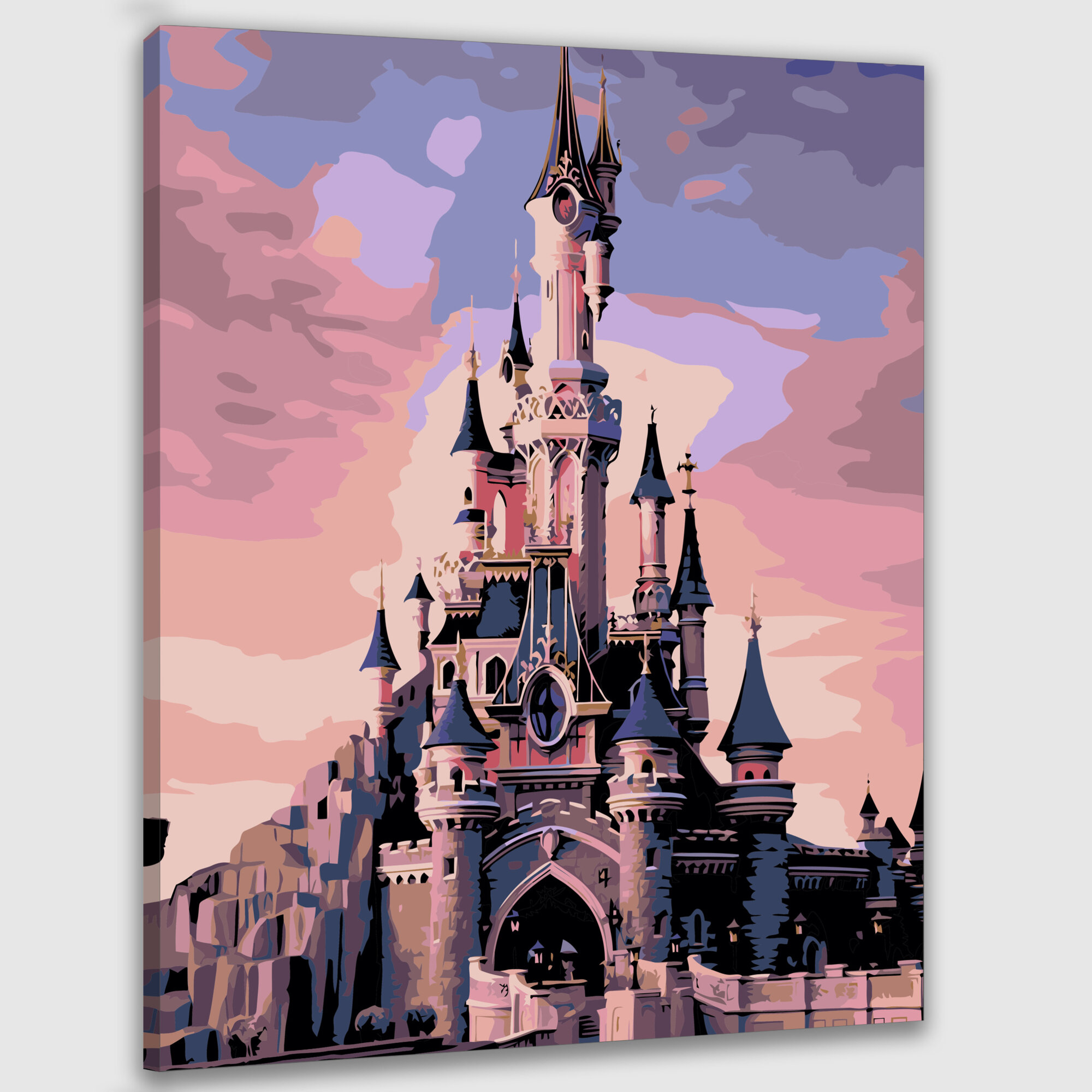 Картина по номерам 40x50 см, картина, фотография, забытый замок, голубой час, силуэт, синее небо, замысловатые детали