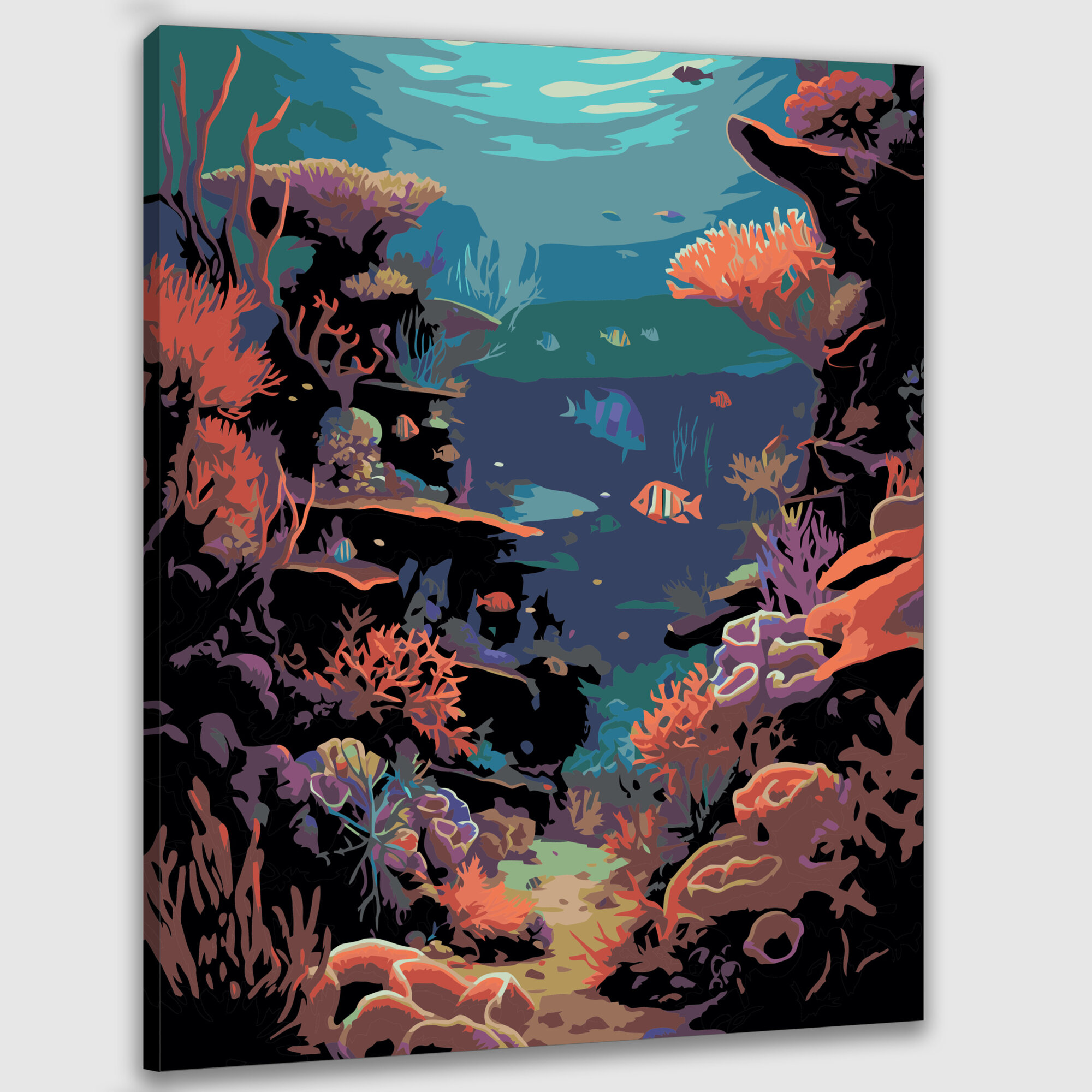 Картина по номерам 40x50 см, цифровая картина, коралловый риф, скорпион, коралловые образования, ядовитый хвост