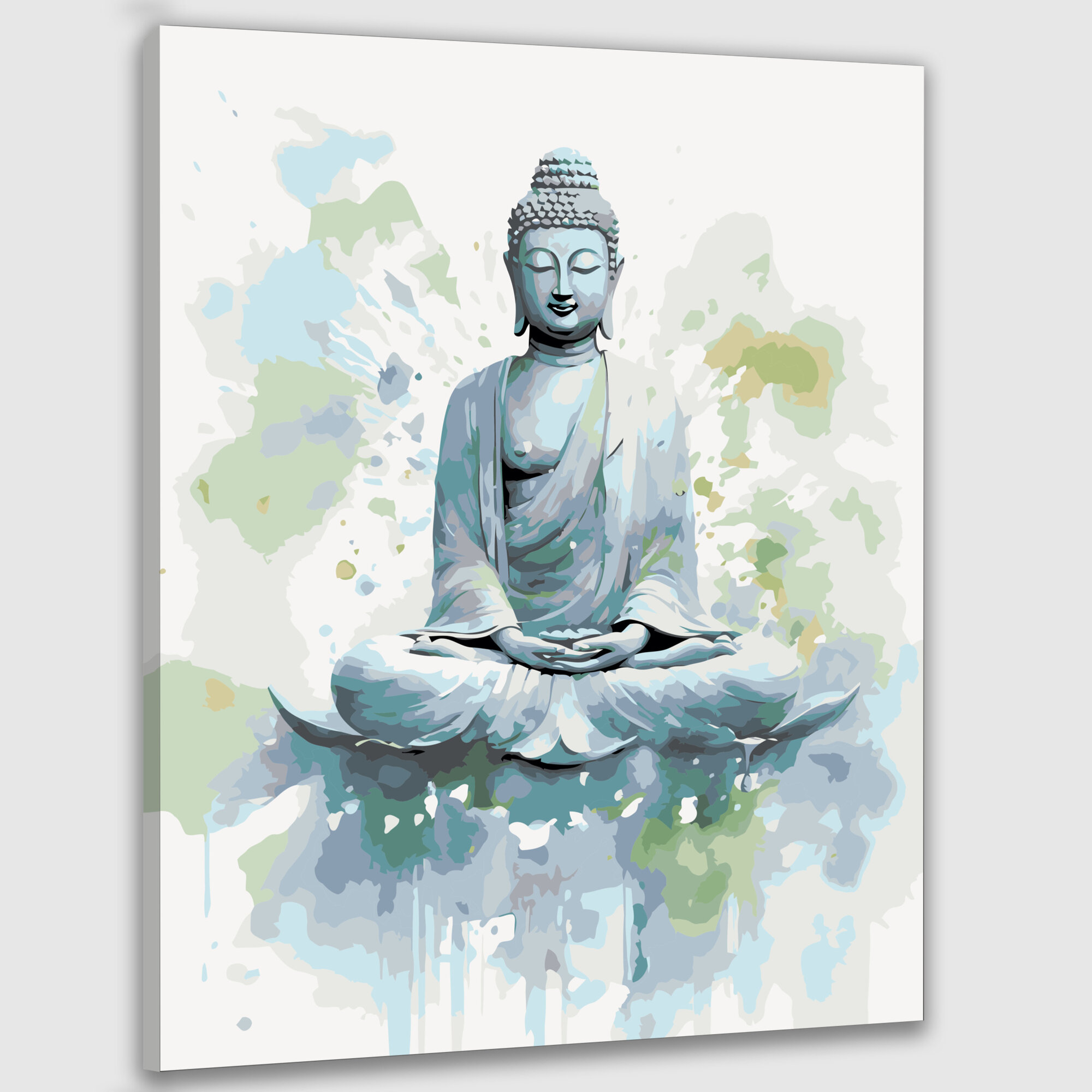 Картина по номерам 40x50 см, Будда, акварельная иллюстрация, медитация, мягкие мазки кисти, плавные мазки кисти