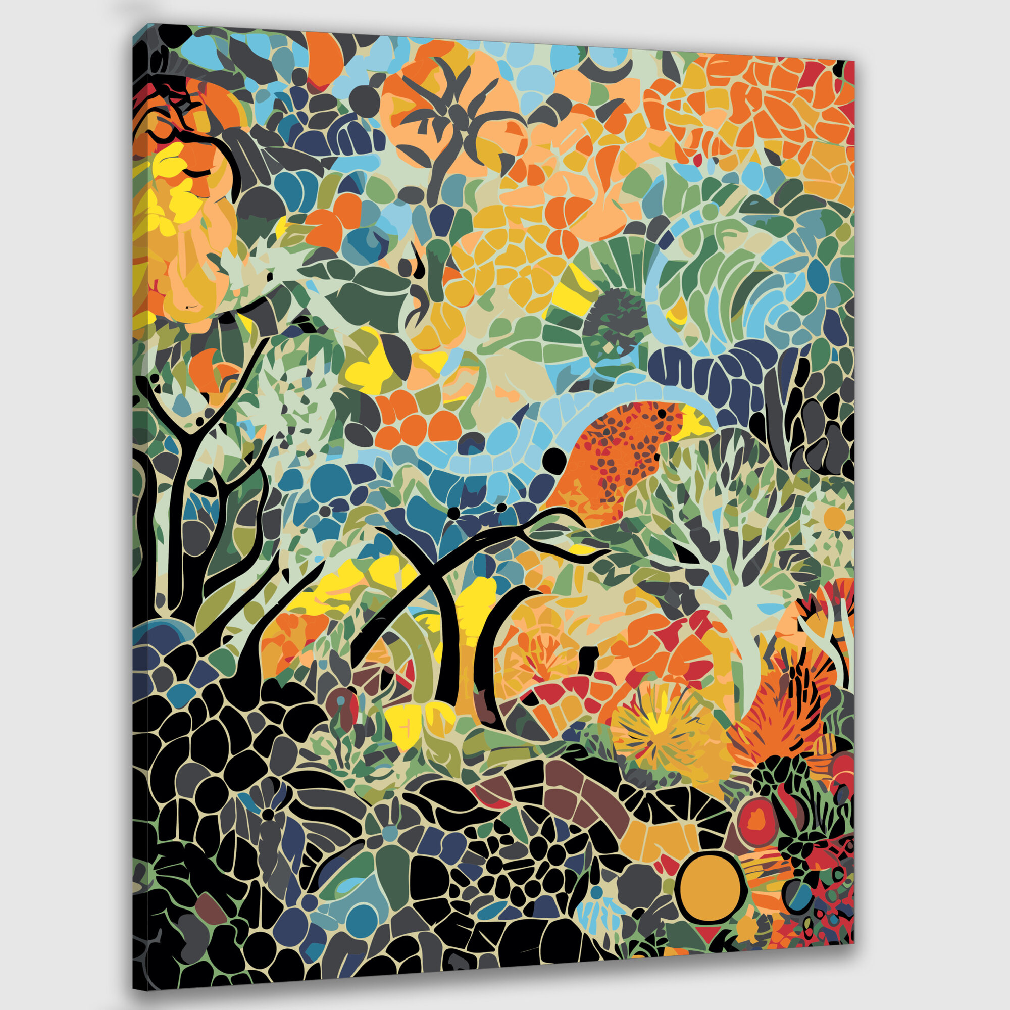 Картина по номерам 40x50 см, мозаичная фреска, калейдоскоп цветов, узоры, абстрактное изображение, природа, формы