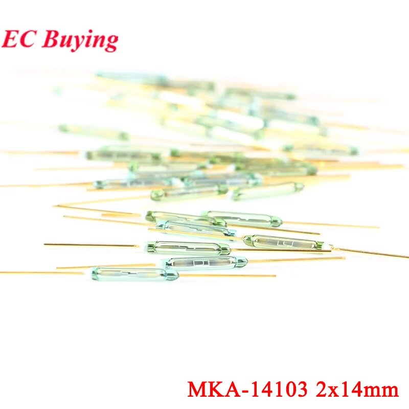 Герконовый переключатель MKA-14103 2x14 мм зеленый стекло 10pcs